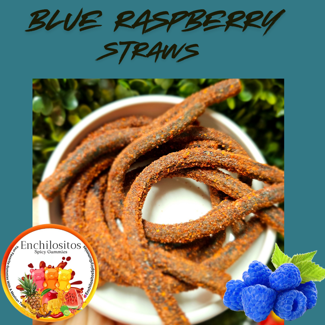 Blue raspberry straws – ENCHILOSITOS SPICY GUMMIES